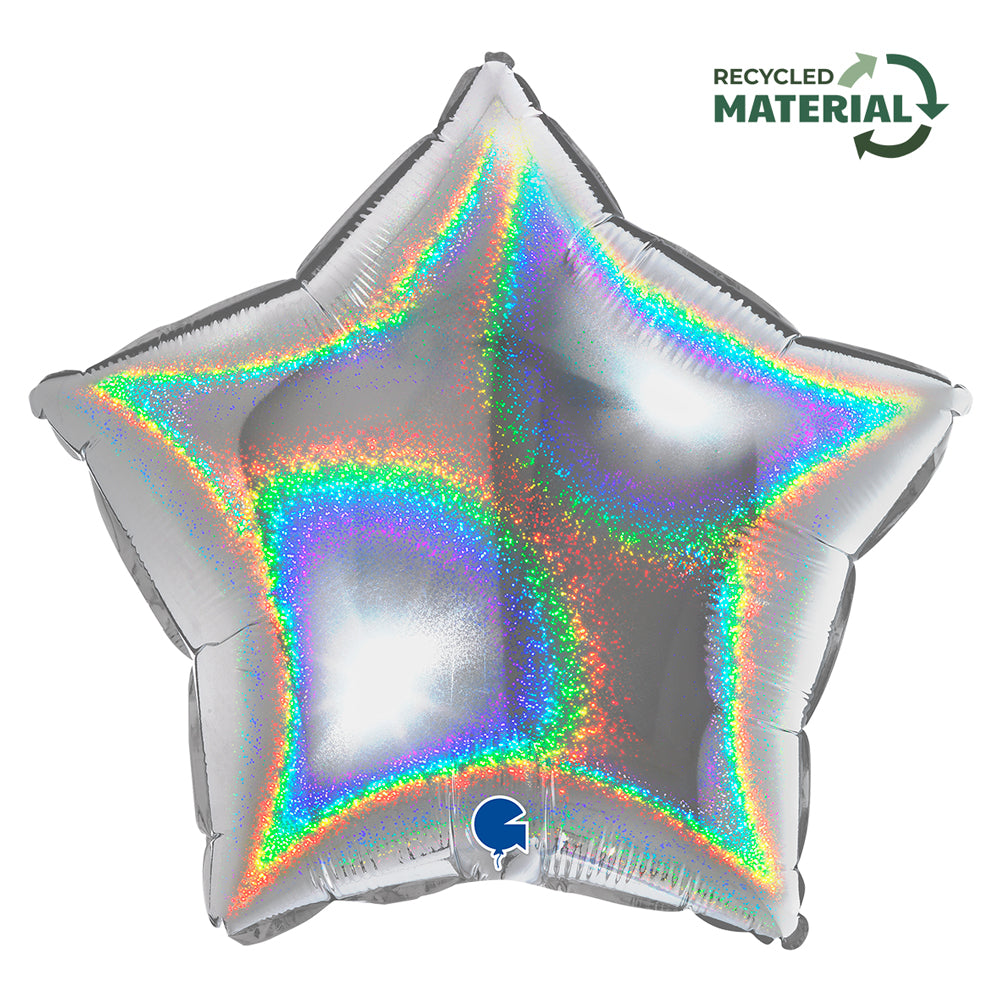 ABC18 Uni Stern 46 cm Holo Silber – Das Kostümland