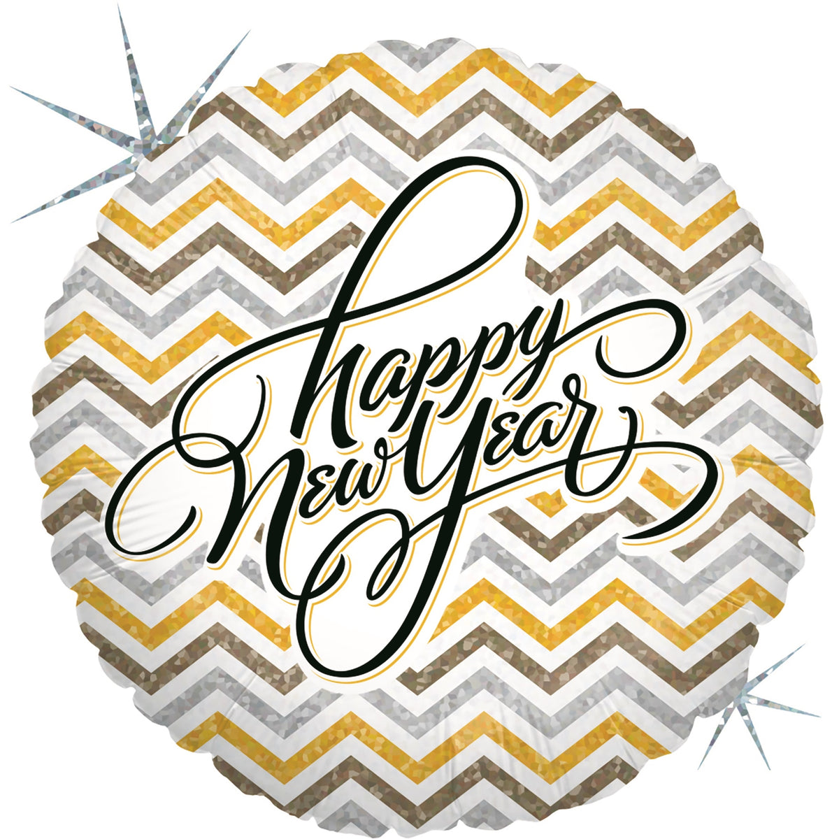 ABC18 Happy New Year Chevron holografik 46 cm – Das Kostümland