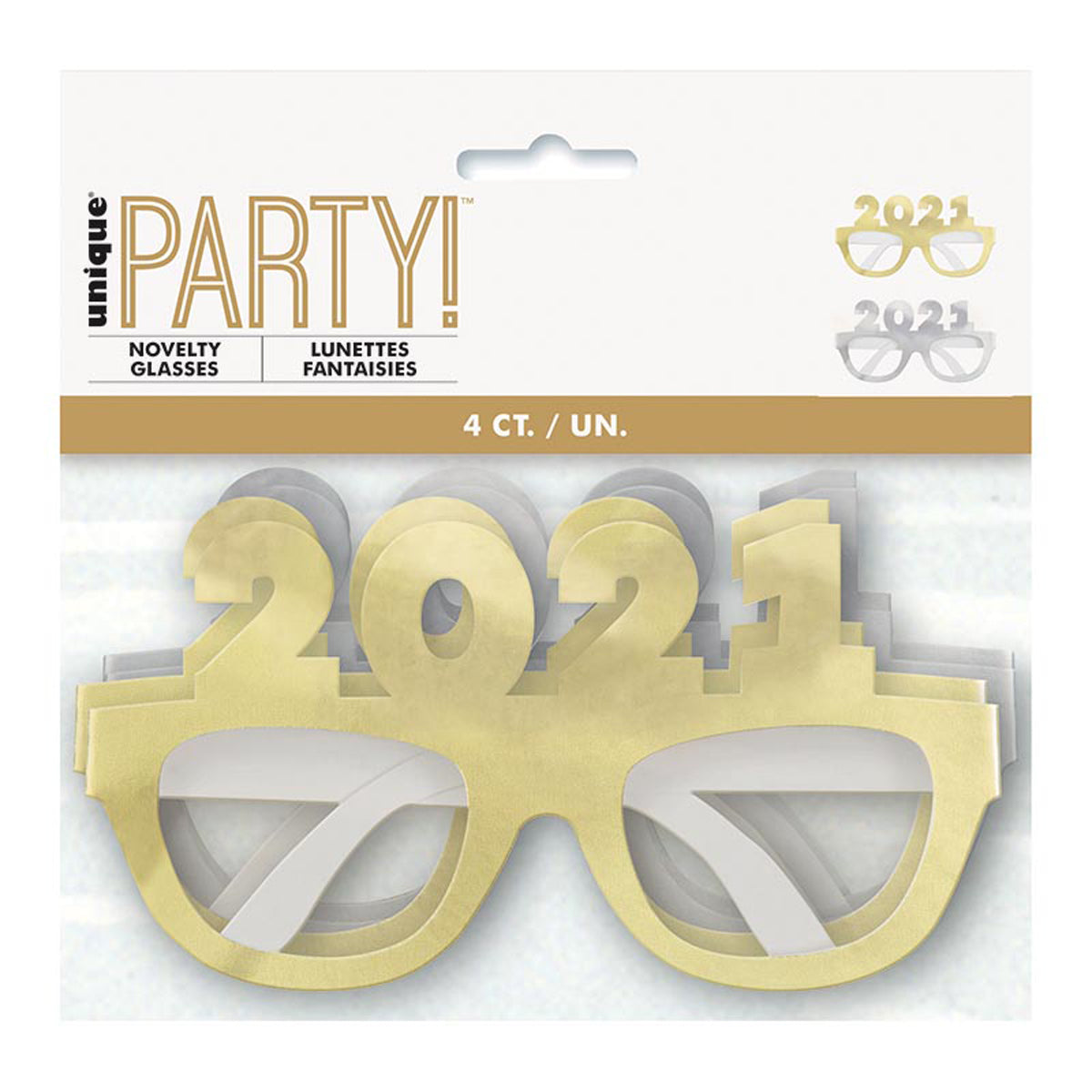 Brille Papier 2021 Folien-Gläser Silber/Gold 4Stk. – Das Kostümland