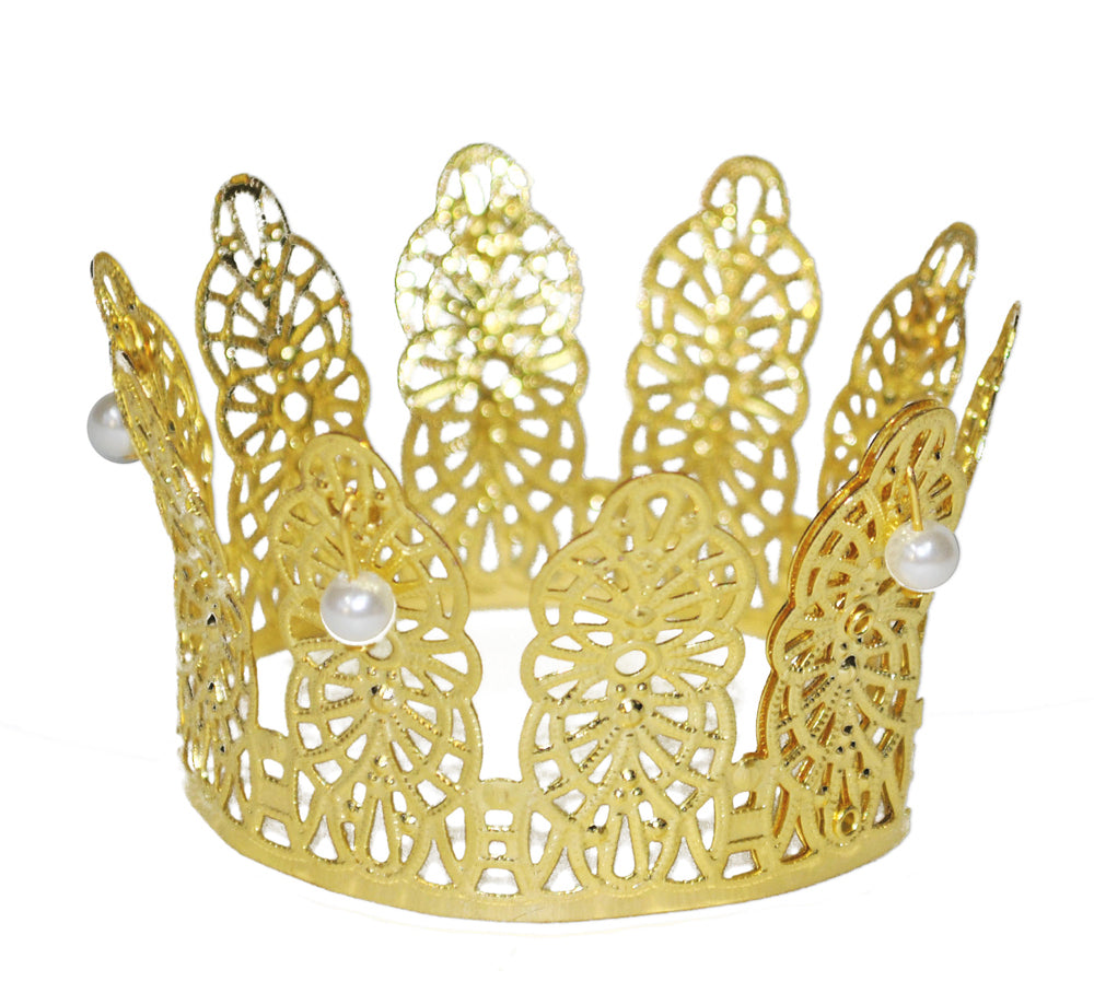 Prinzessin Krone "Goldmarie" mit Perlen | Gold – Das Kostümland