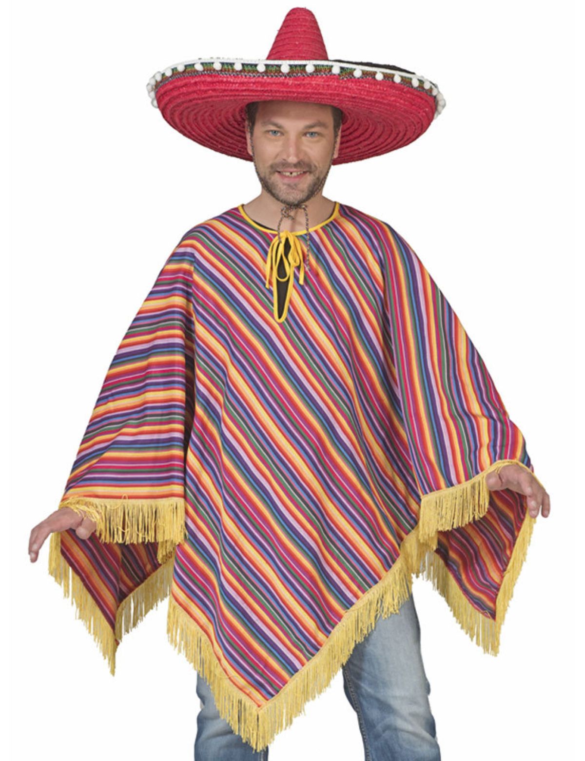 Mexiko Kostüm "Alechandro" Poncho mit Fransen | für Damen und Herren ...
